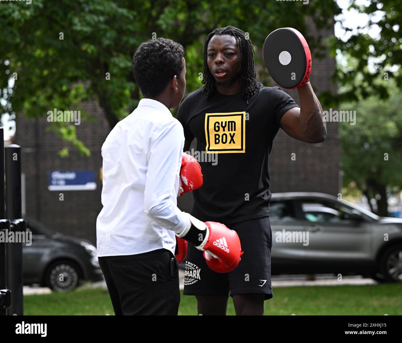 EDITORIAL USE ONLY Hester Campbell, Gymbox trainer, with local ...
