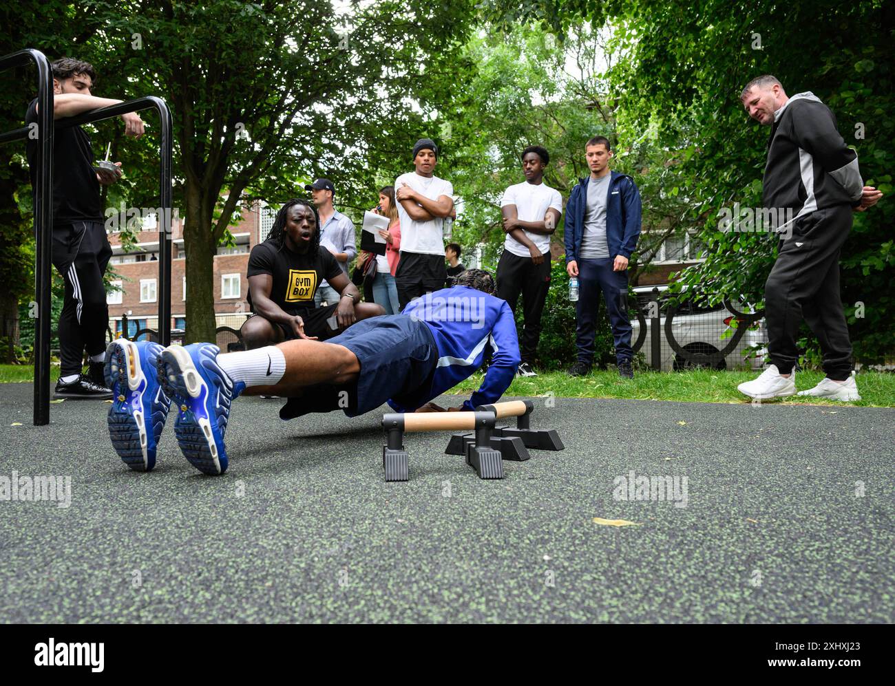 EDITORIAL USE ONLY Hester Campbell, Gymbox trainer, with local ...