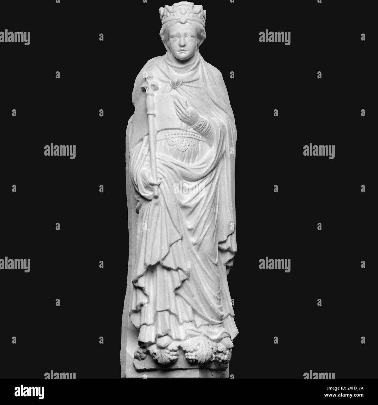 Standing woman with crown, scepter and writing roll, ecclesia or ...