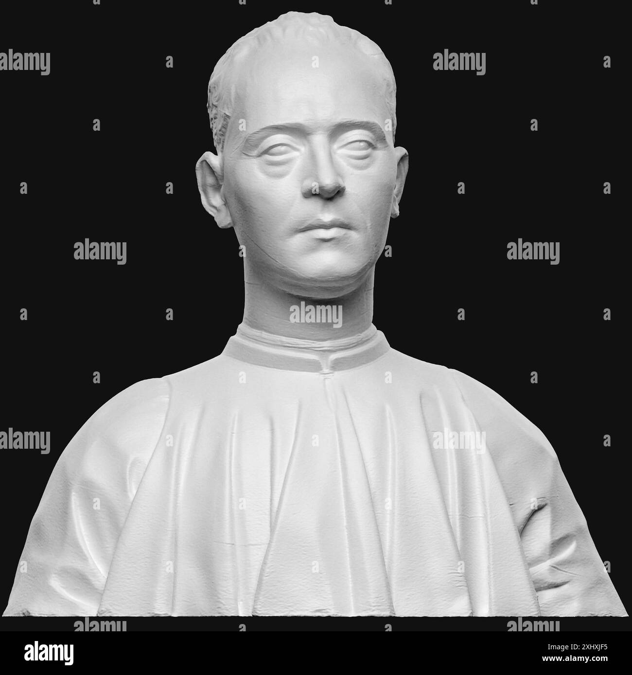A bust of a beardless man, showing detailed facial features and ...