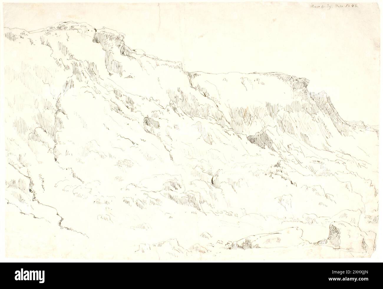 Drawing by Dankvart Dreyer depicting a cliff section at Bovbjerg ...