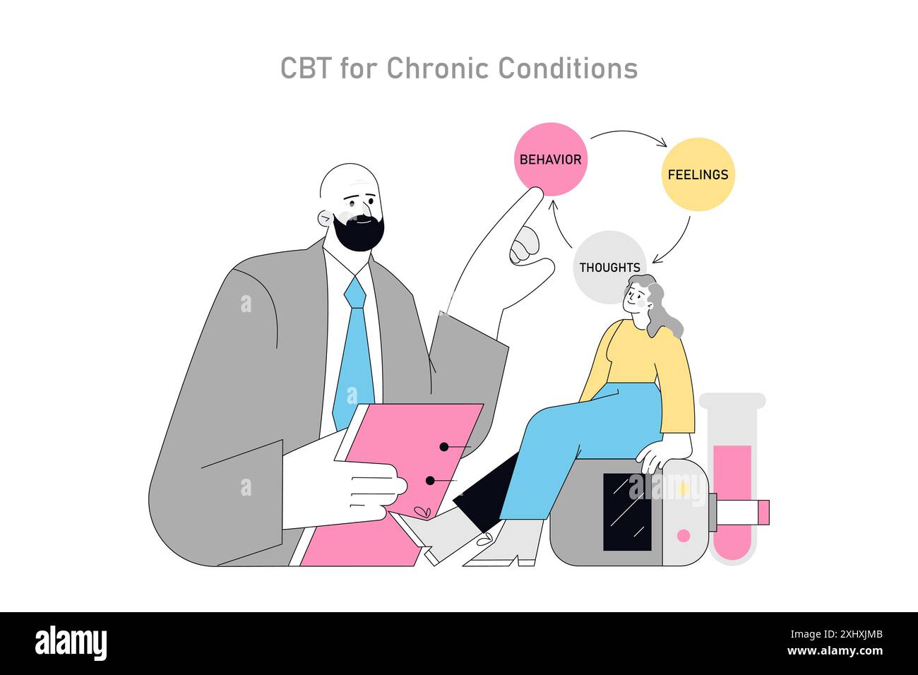 Cognitive Behavioral Therapy concept. Therapist explaining the CBT ...