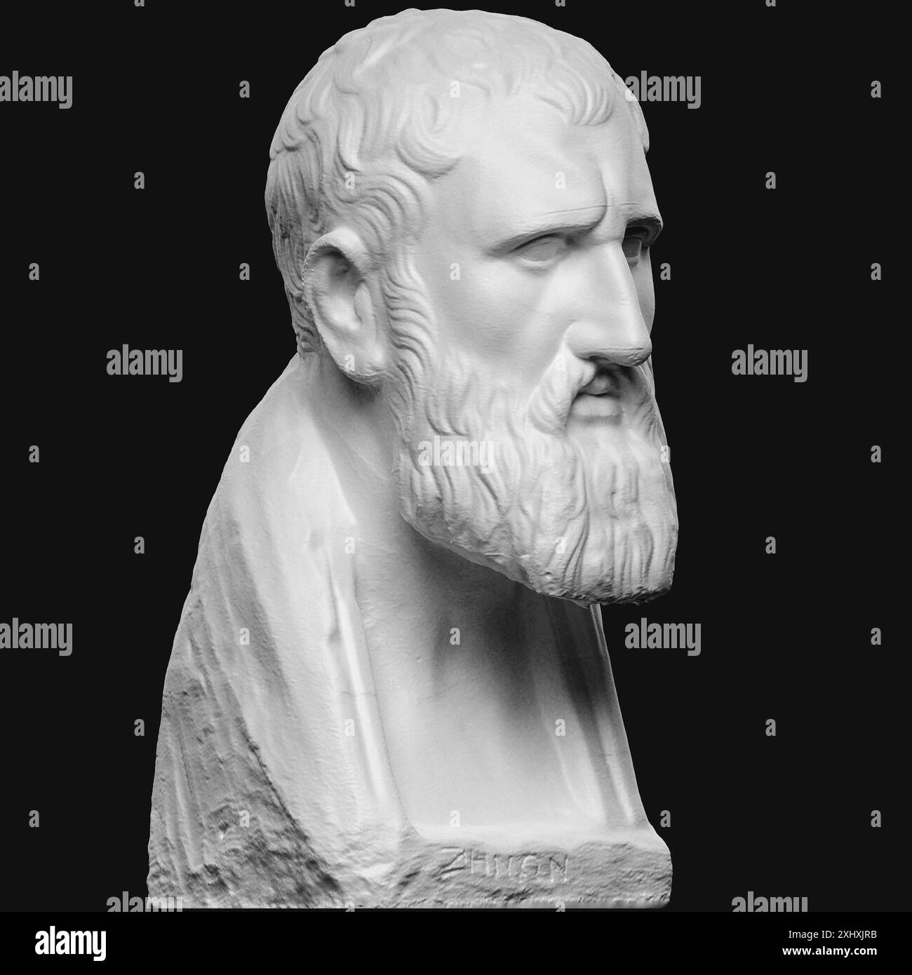 Bust of the greek philosopher zenon of kition Black and White Stock ...