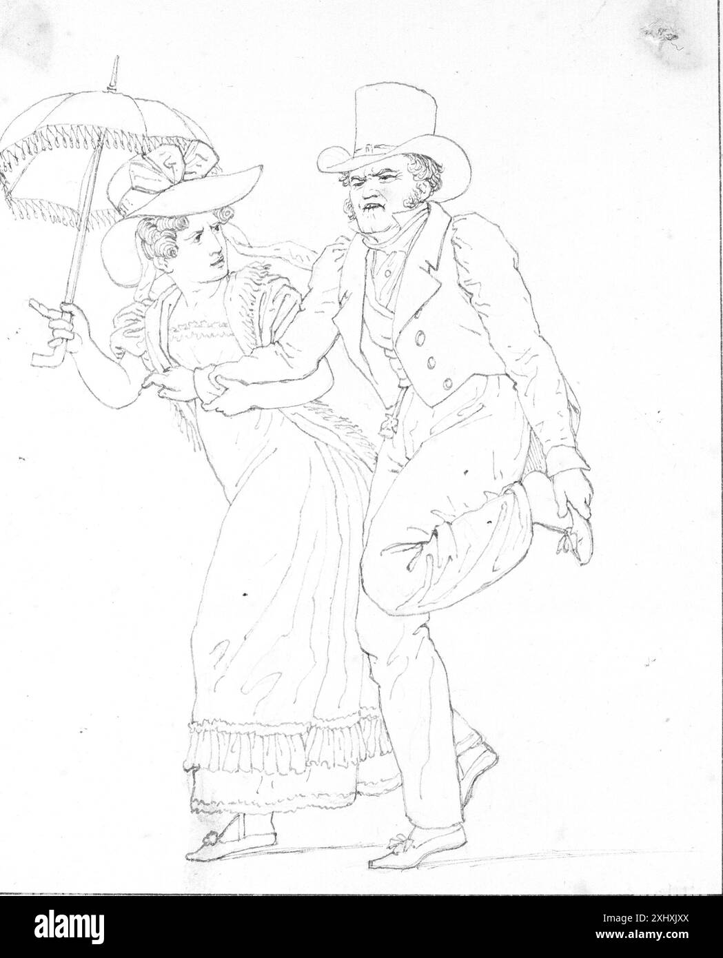 A drawing by C.W. Eckersberg (1783–1853) depicting a decorated couple ...
