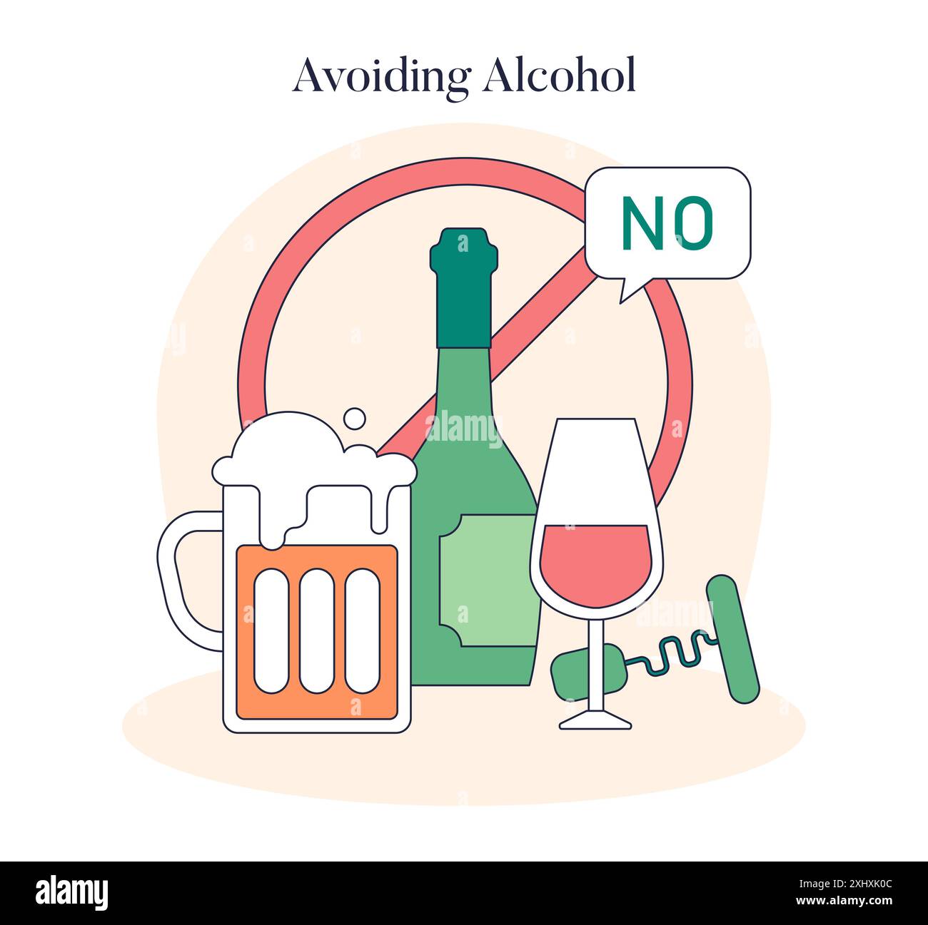 Alcohol Avoidance concept. A representation of the choice to reject ...