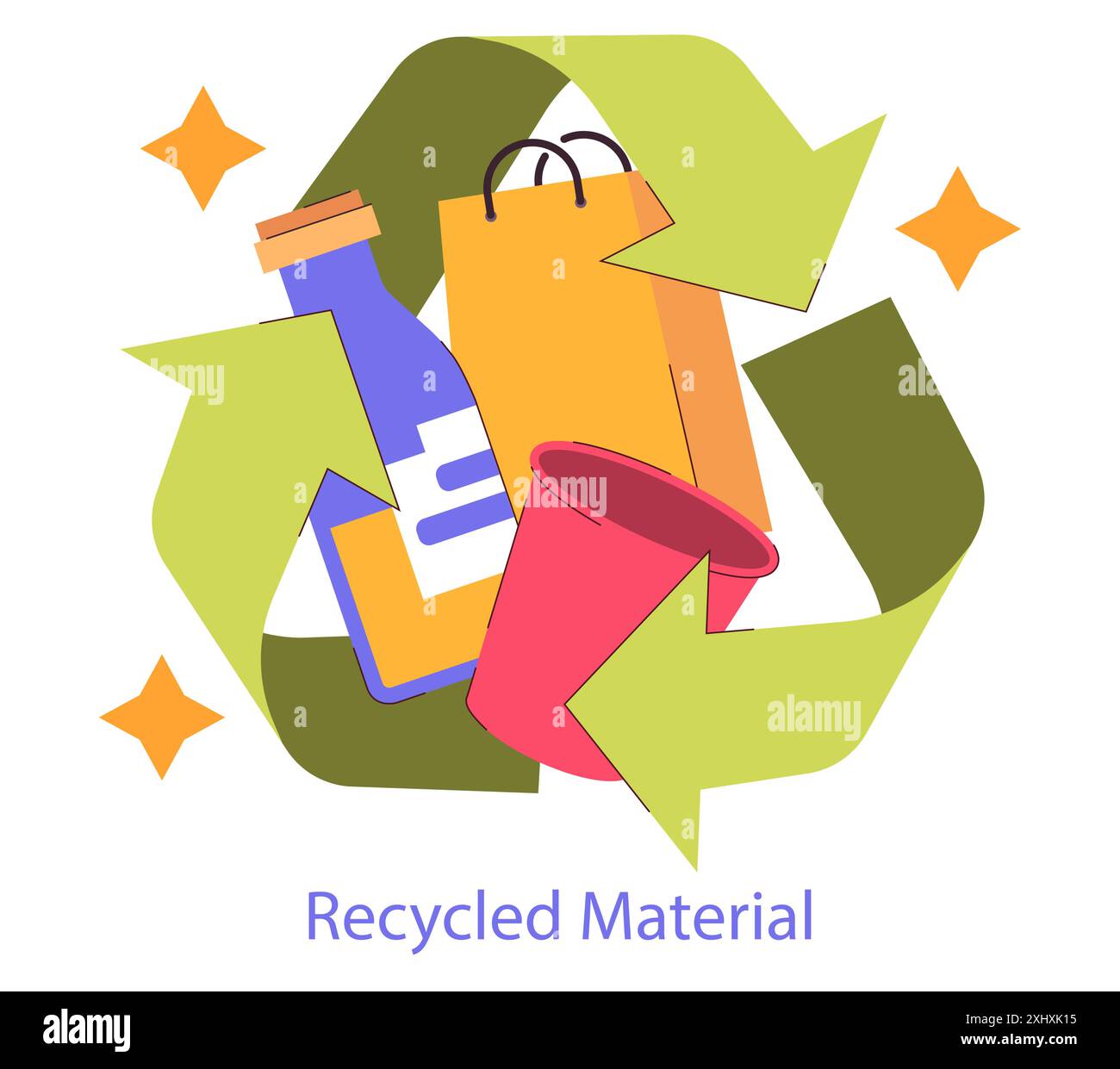 Sustainable materials concept. Illustration of recycled products within ...
