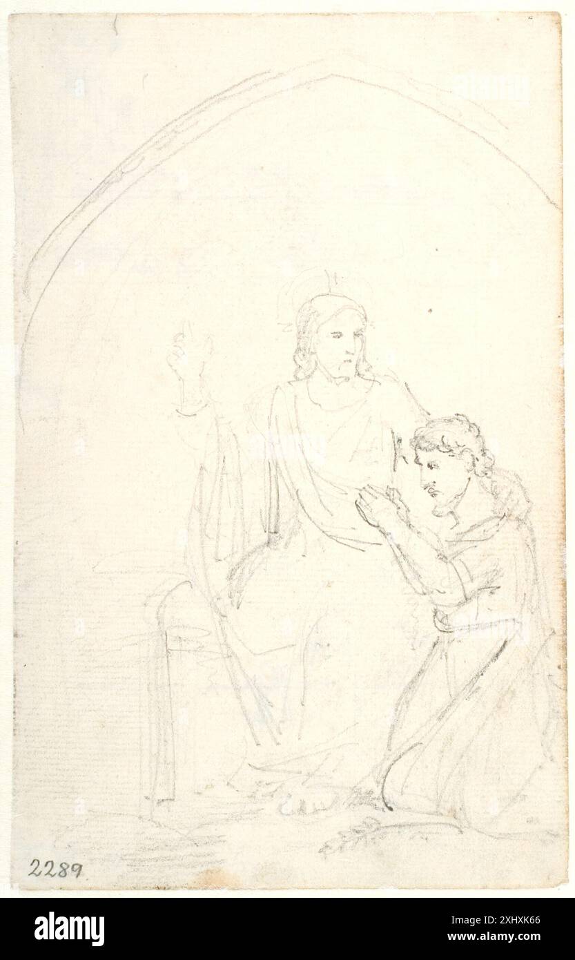 Christ and a kneeling disciple Dreyer, Dankvart 1816 - 1852 Drawing ...