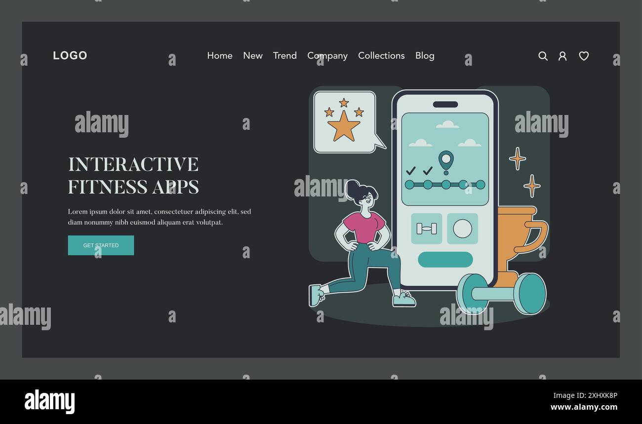 Health Gamification concept. Optimizing fitness goals with interactive mobile apps that track ...