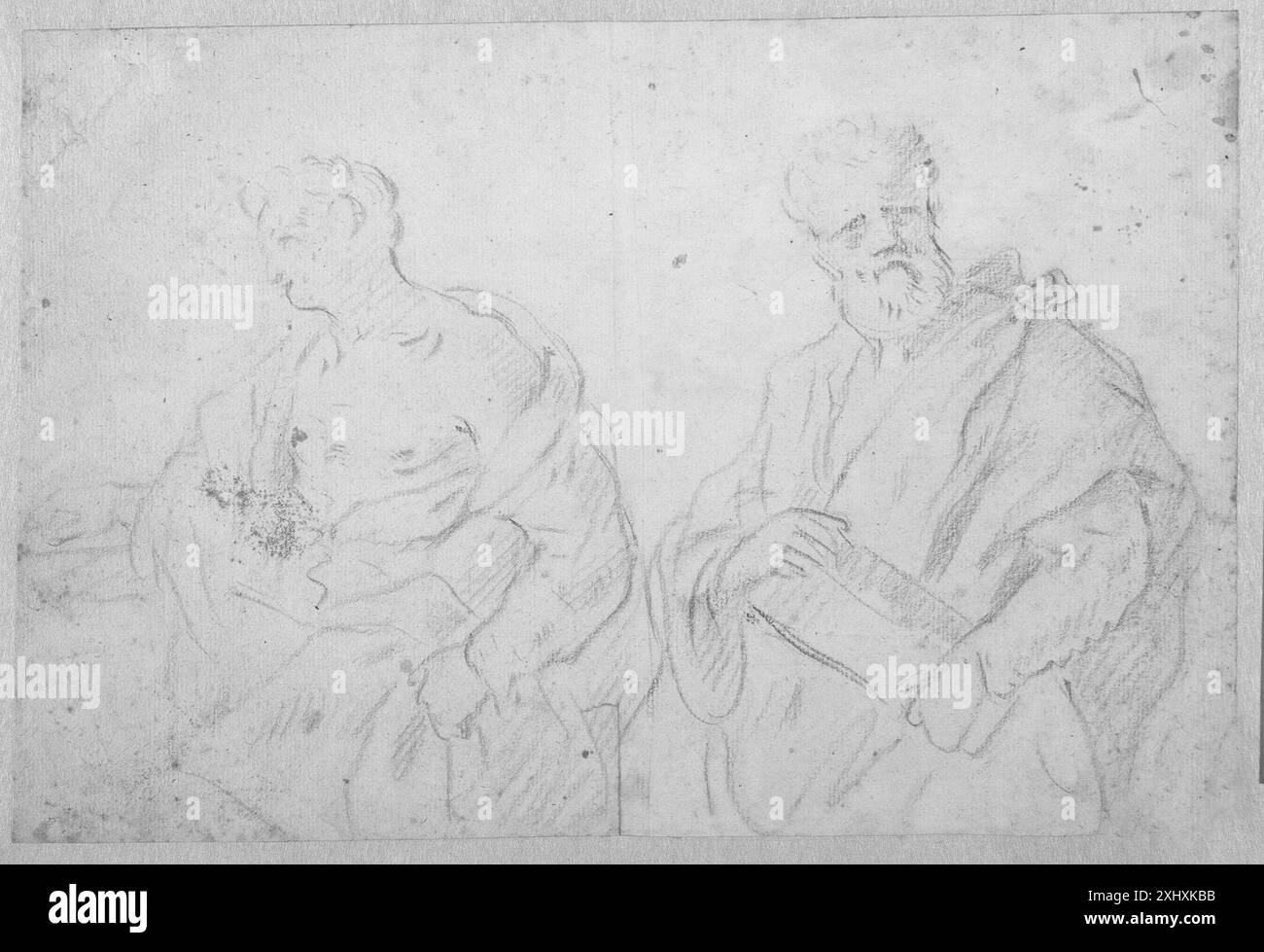 Two philosophers, (?) half-lengths Unknown Neapolitan Drawing ...