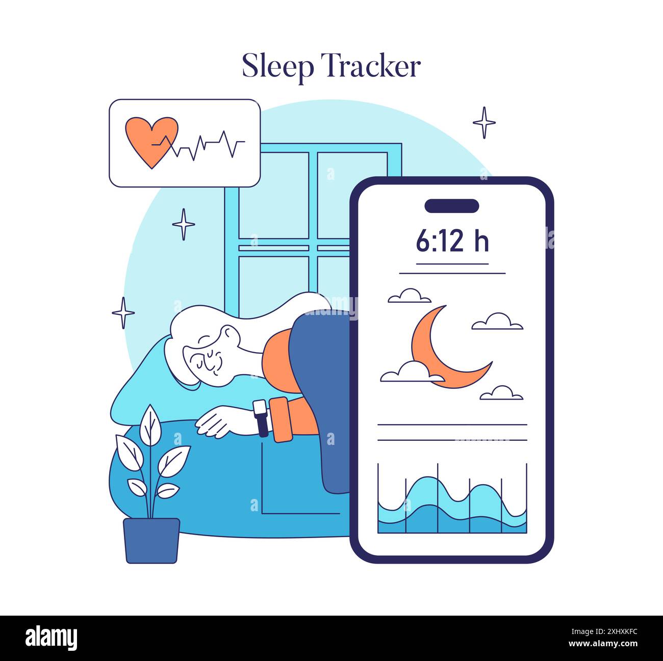 Health Monitoring concept. Peaceful sleep and wellness tracking through ...