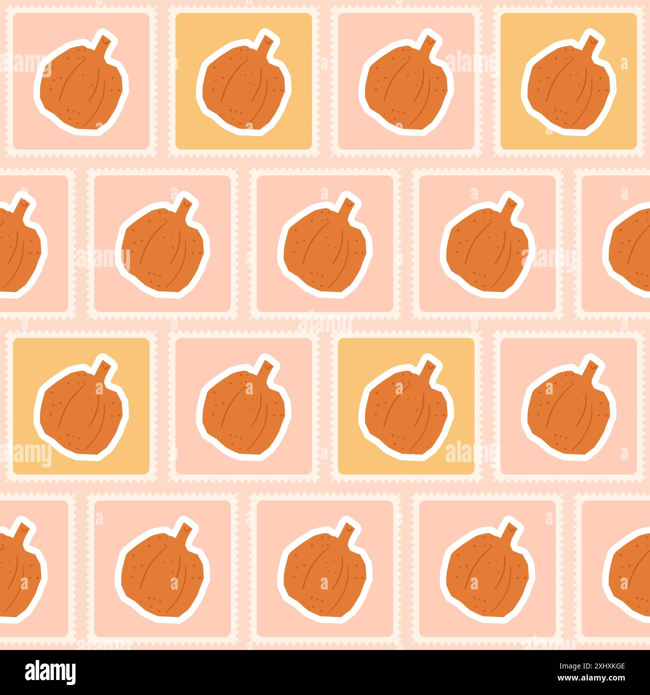 Pumpkin checked seamless pattern. Cutouts paper shapes repeat ...