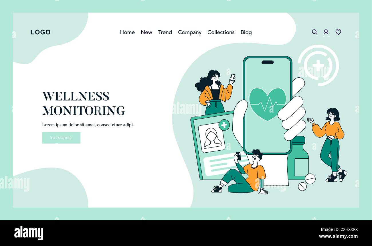 Wellness Monitoring concept. Digital healthcare apps connecting ...
