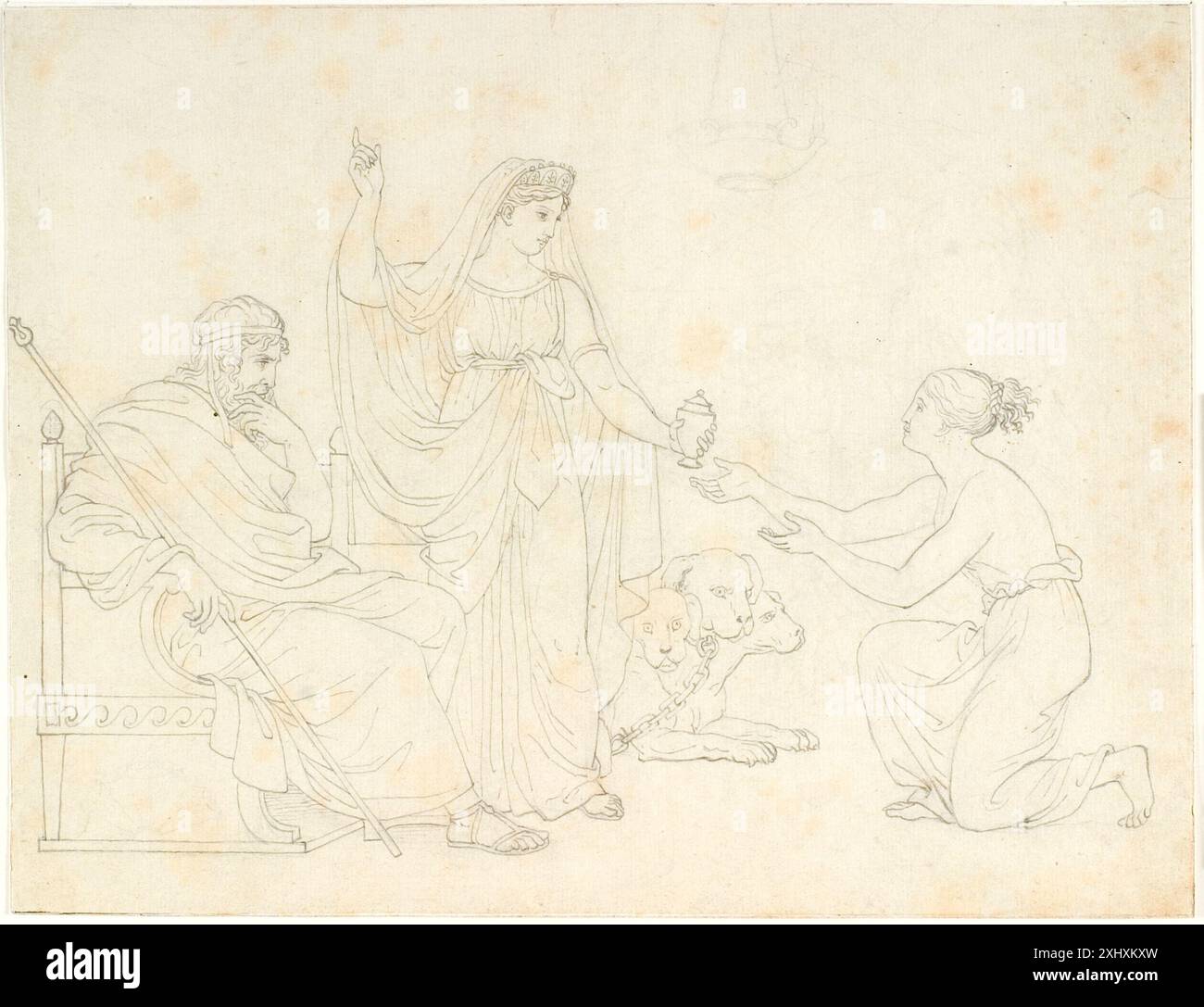 Drawing by C.G. Kratzenstein Stub depicting Psyche receiving a jar from ...
