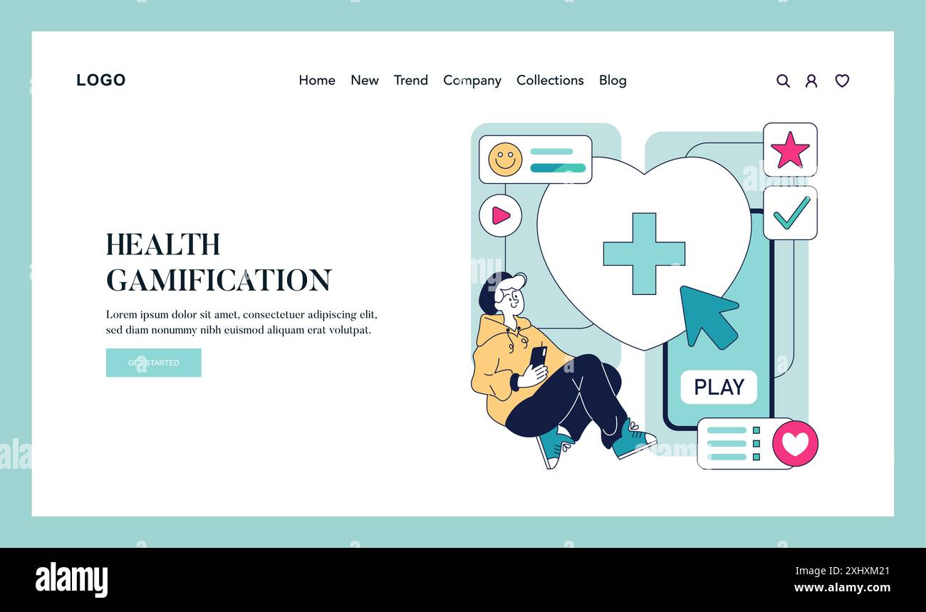Health Gamification concept. Engaging illustration revealing the fusion ...