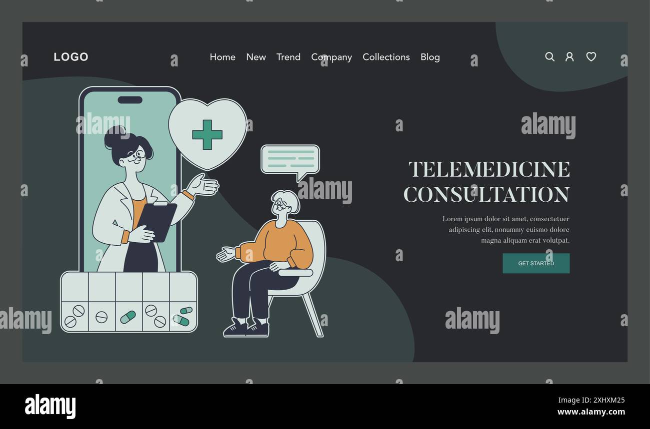 Elderly telemedicine consultation concept. A senior patient interacts ...