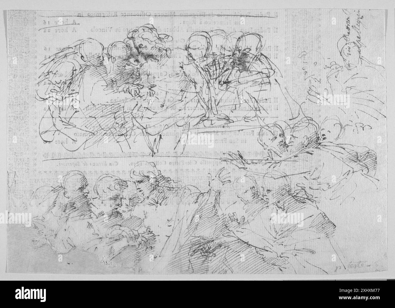 Drawings by Salvator Rosa and Pietro Testa showing studies of Christ ...