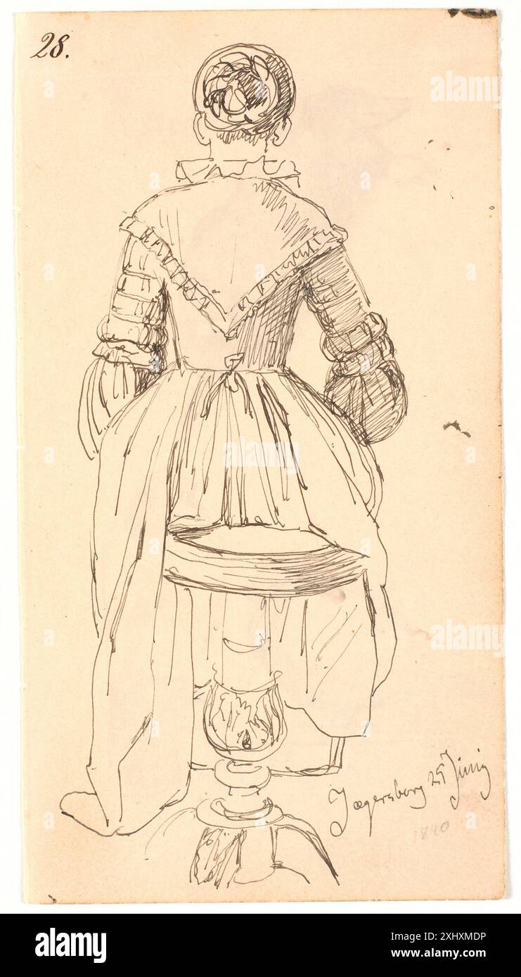 Sitting, back facing woman Lundbye, Johan Thomas 1818 - 1848 Drawing ...