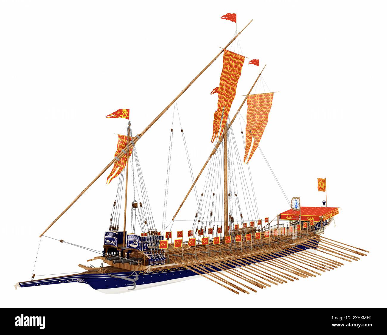 French galley La Reale isolated on white background Stock Photo - Alamy