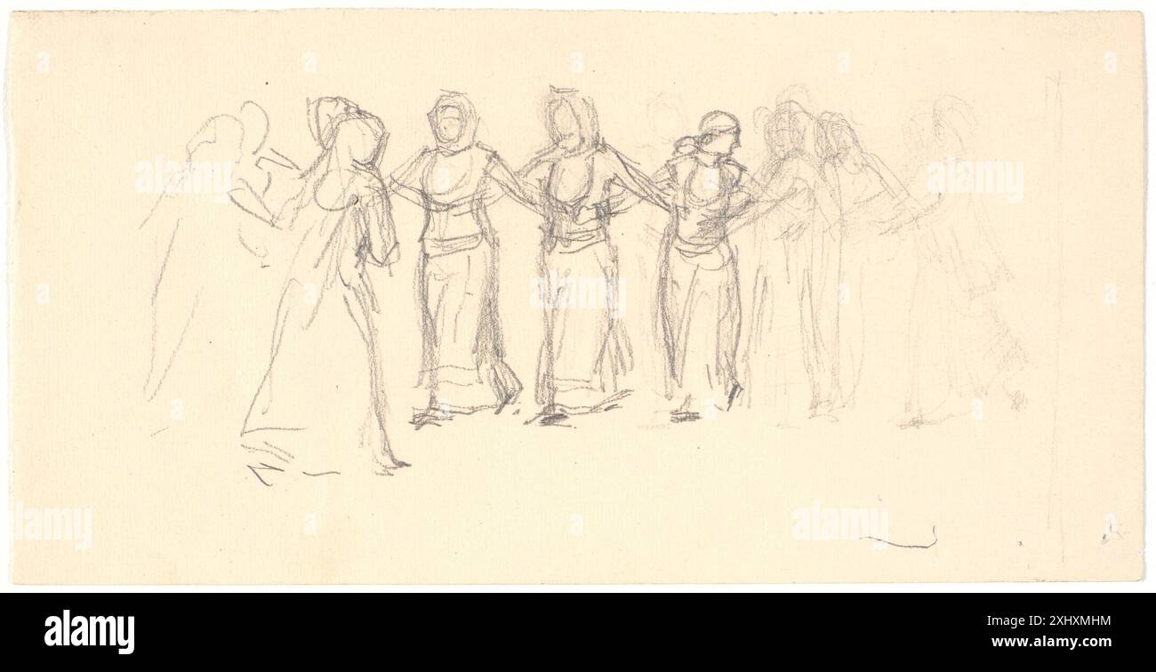A drawing by Niels Skovgaard depicting Greek women dancing, showing ...