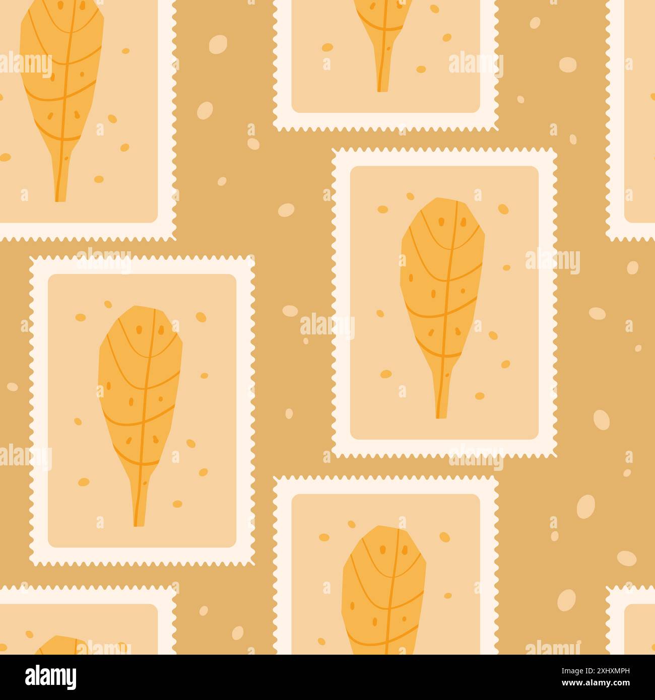 Autumn seamless pattern. Fall cutouts leaves repeat background. Retro ...
