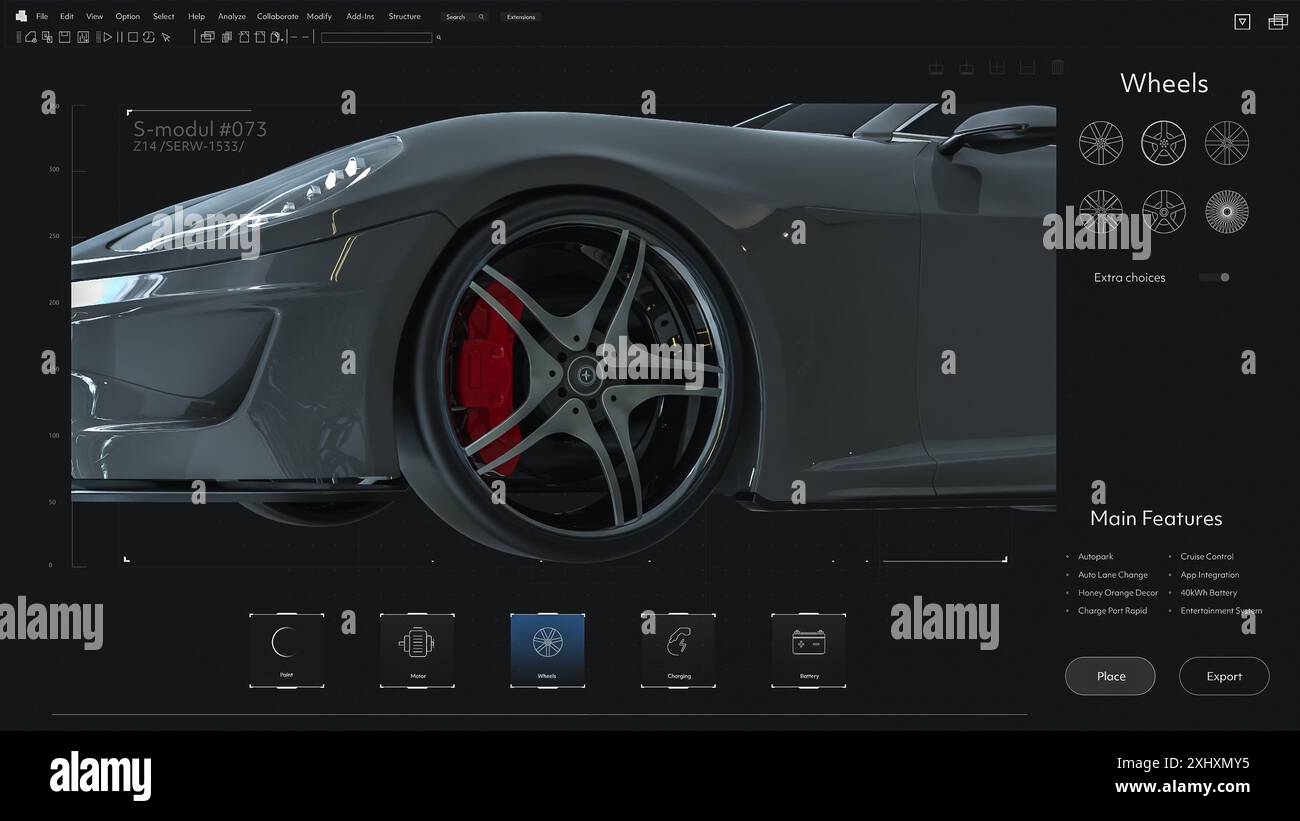 Dark Interface Mockup of Professional CAD Computer Software: Edit of ...