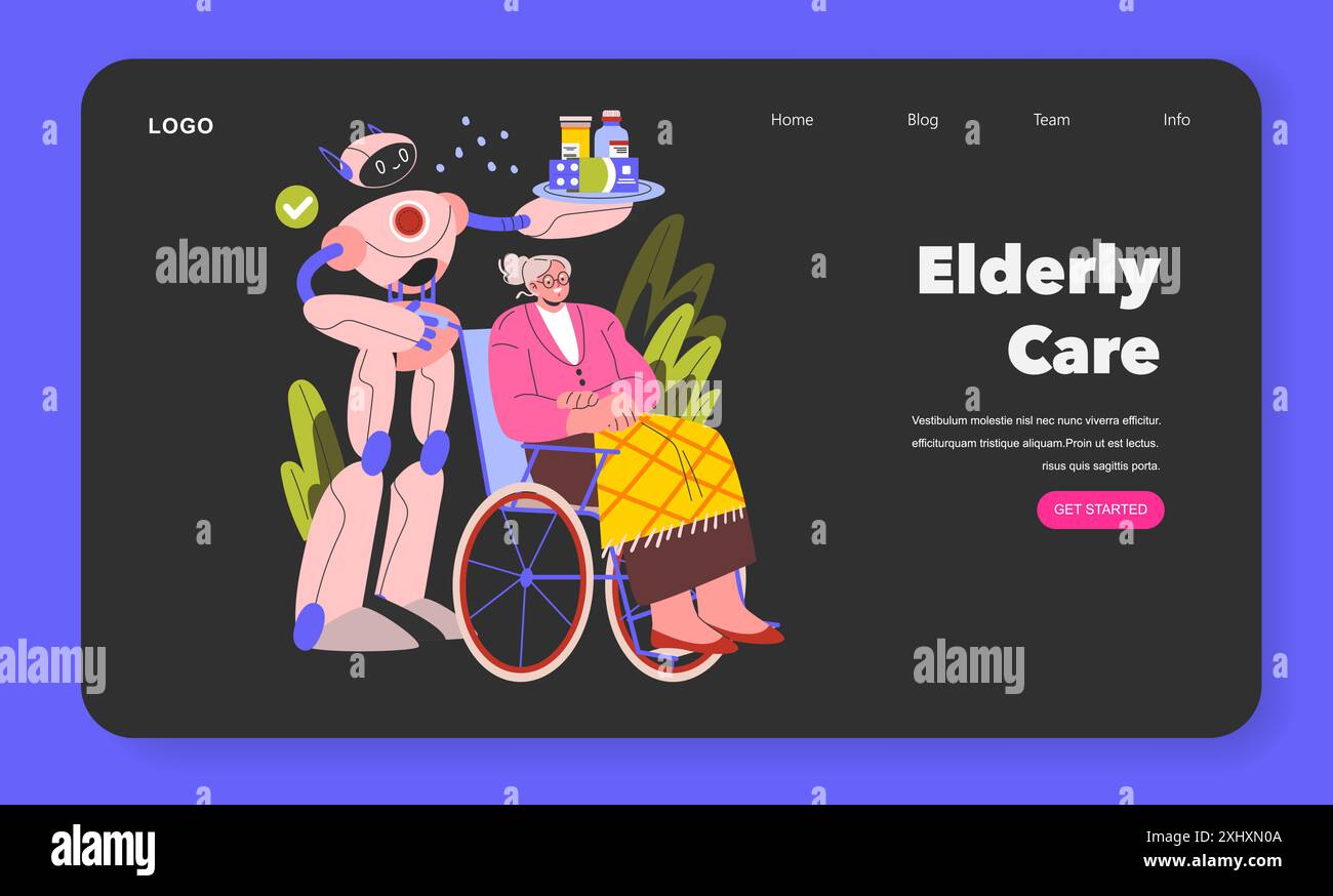 Robot Assistants concept. A caring android tends to the needs of an ...