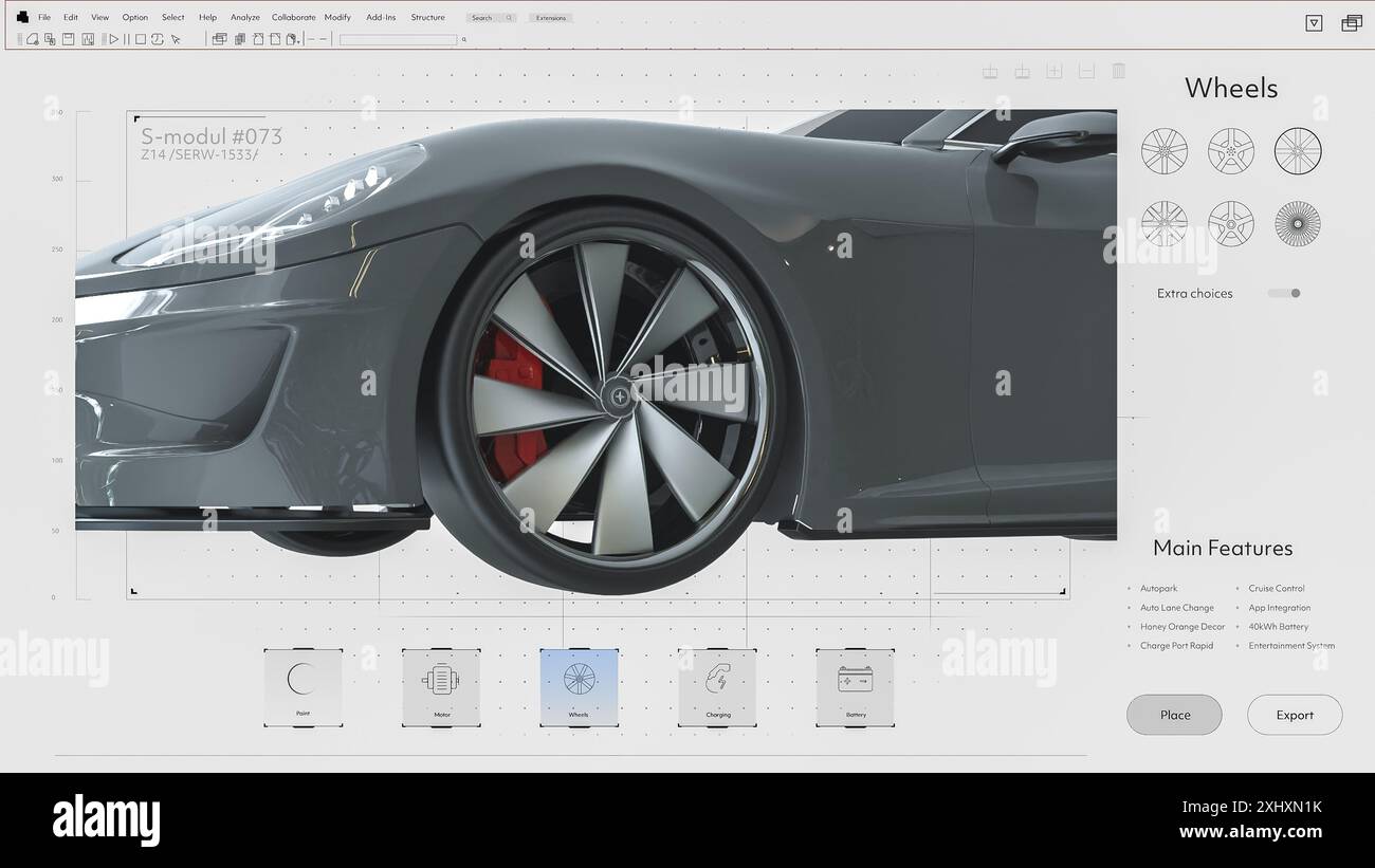 Light Interface Mockup Of Professional Cad Computer Software With Edit Of Project Of A Sports