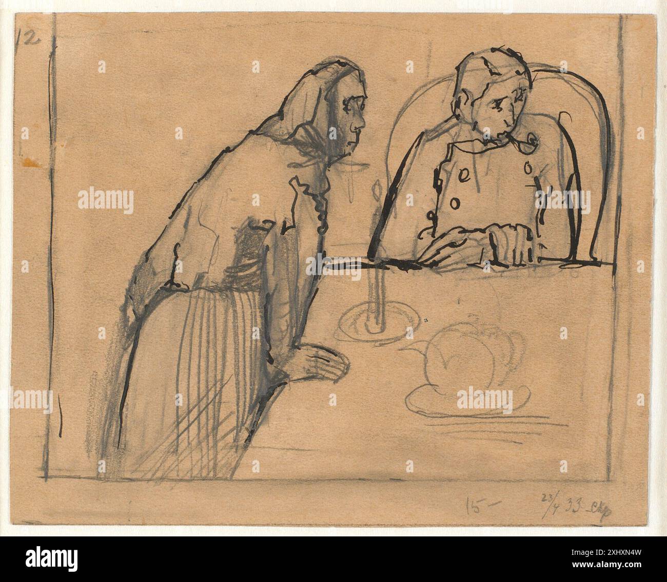 A drawing by Christian Kongstad Petersen (1862-1940) depicting a ...