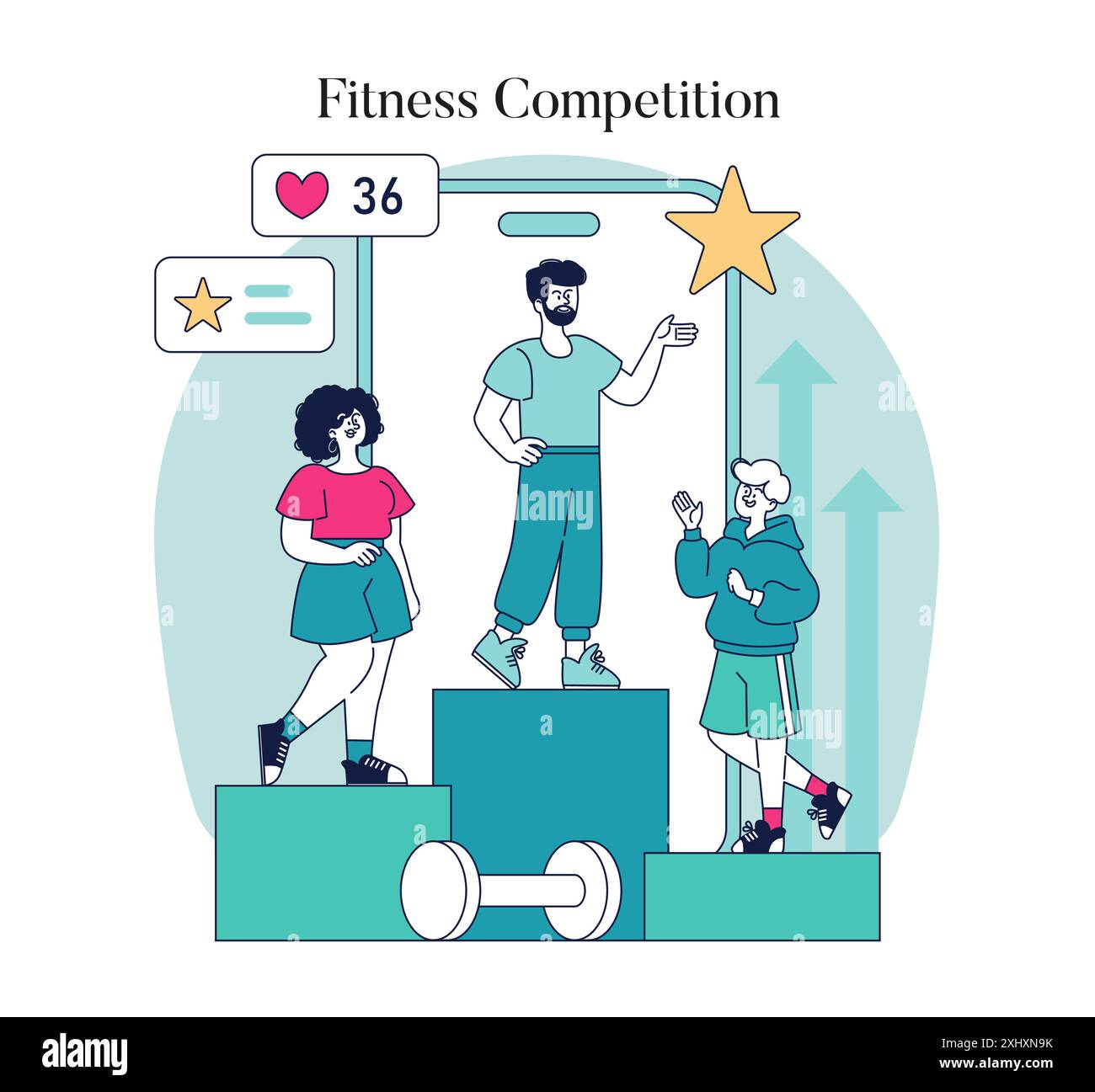 Health Gamification concept. Interactive fitness challenge with ...