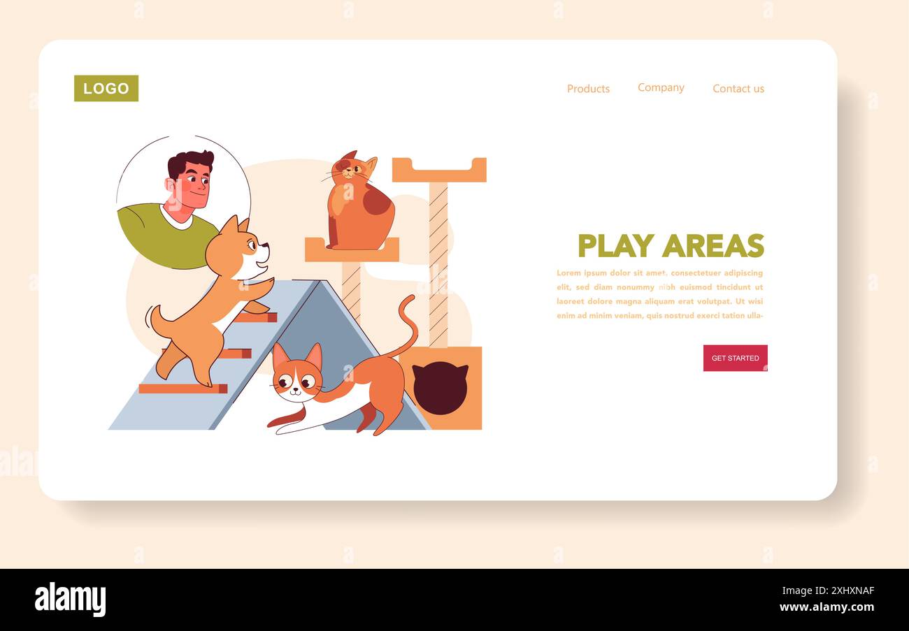 Pet Friendly Space concept. An inviting website banner featuring pets ...