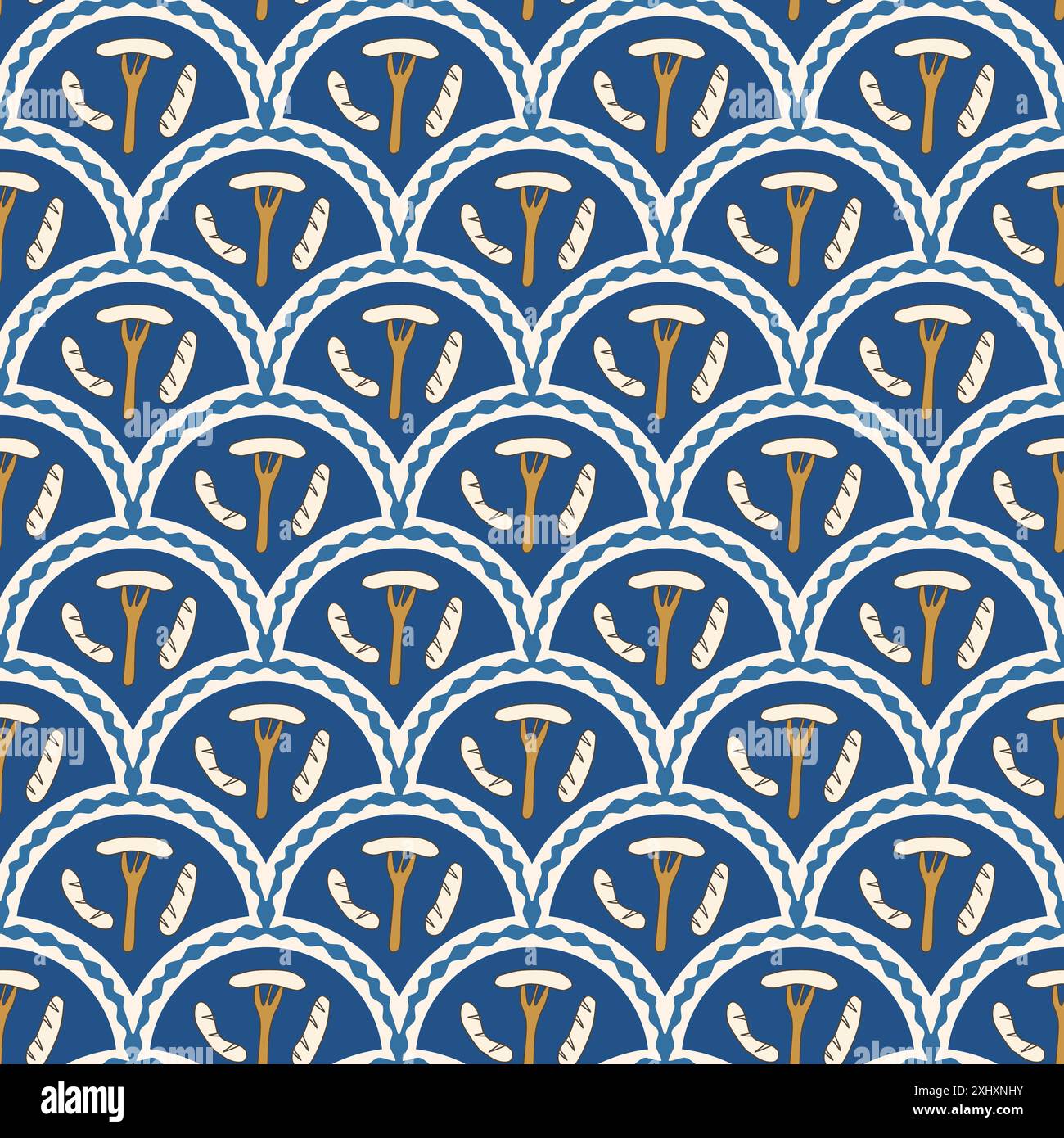 Sausage scallop seamless pattern. Oktoberfest arch repeat background ...