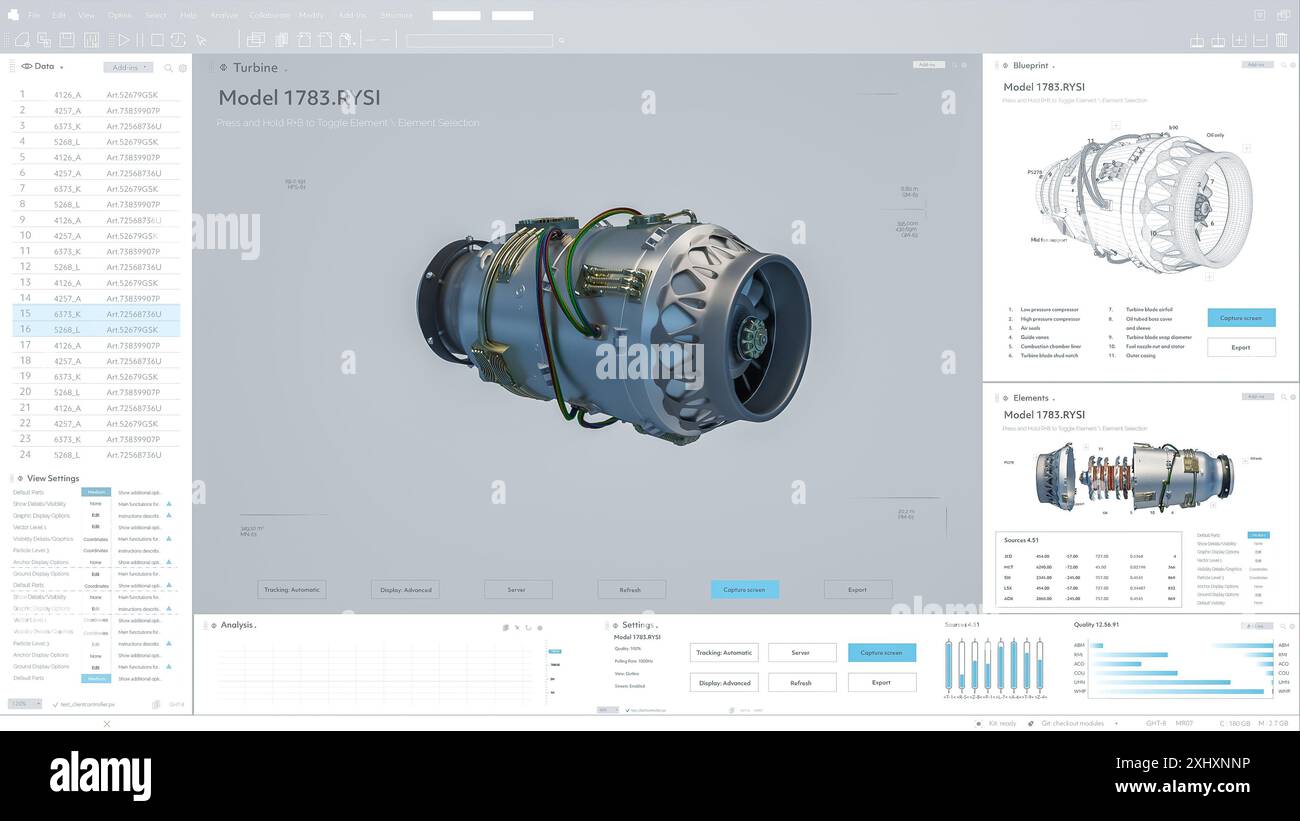 Computer CAD Software Mock-up Showing Design of Industrial Sustainable Green Energy Turbine ...