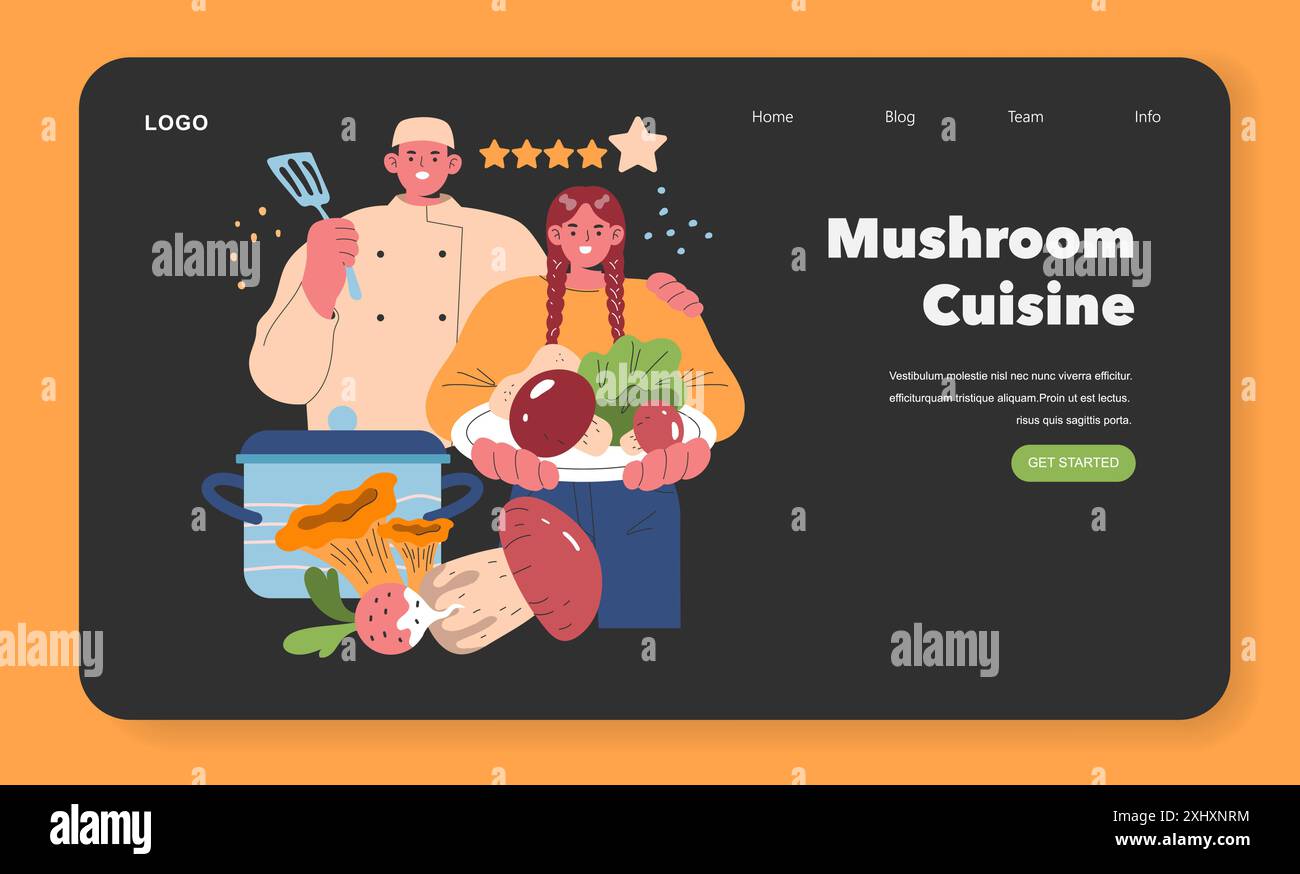 Mushroom Cuisine concept. A chef and diner enjoy a variety of mushrooms ...