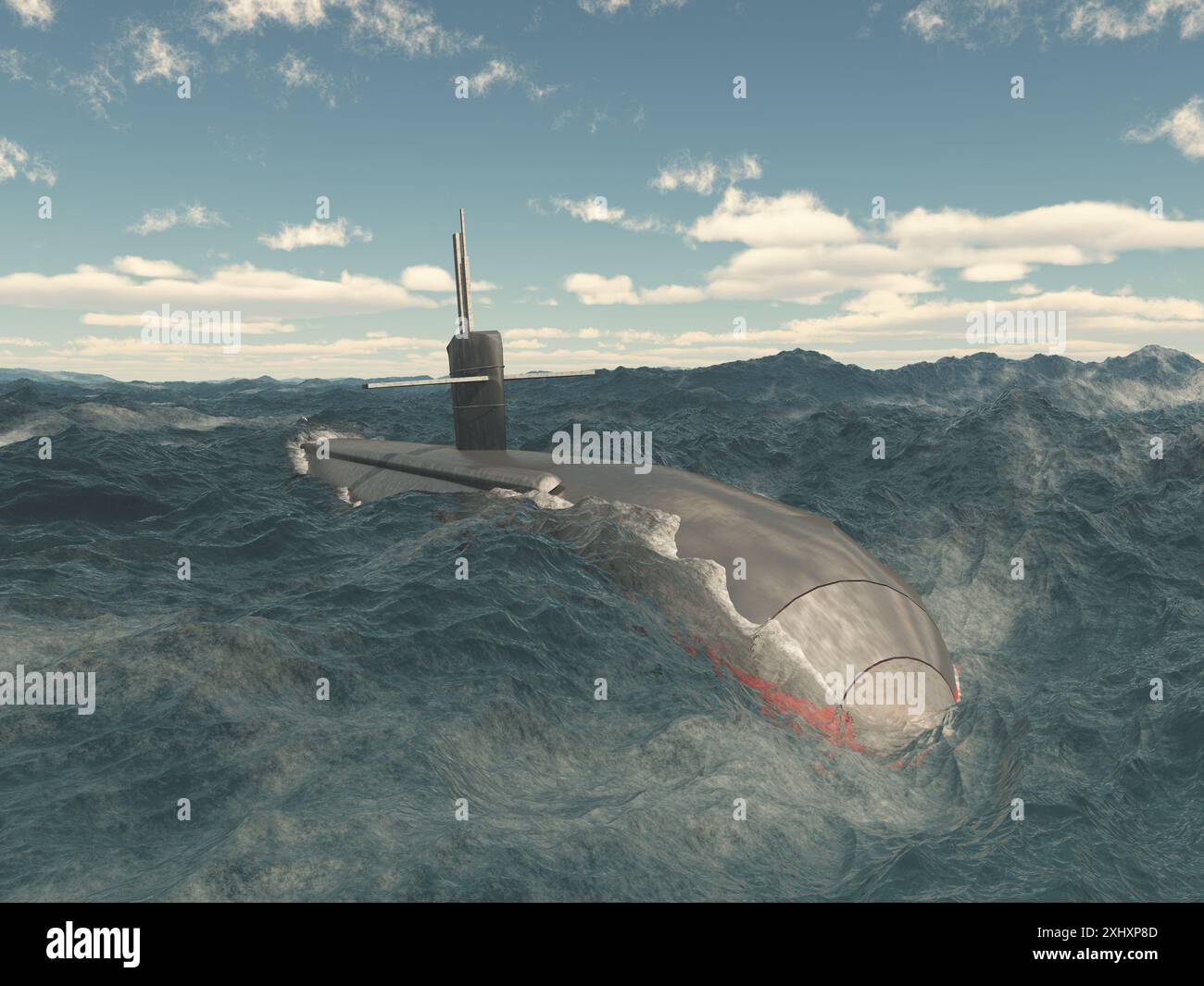 Modern submarine in stormy sea Stock Photo - Alamy