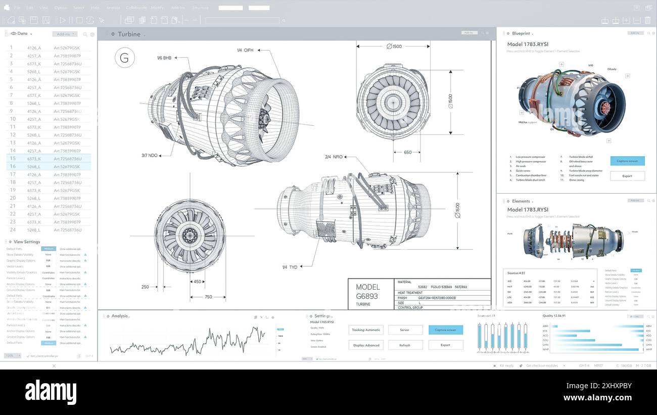 Mock Up Template Of Light Interface Of Professional Cad Computer Software With Blue Print And 3d