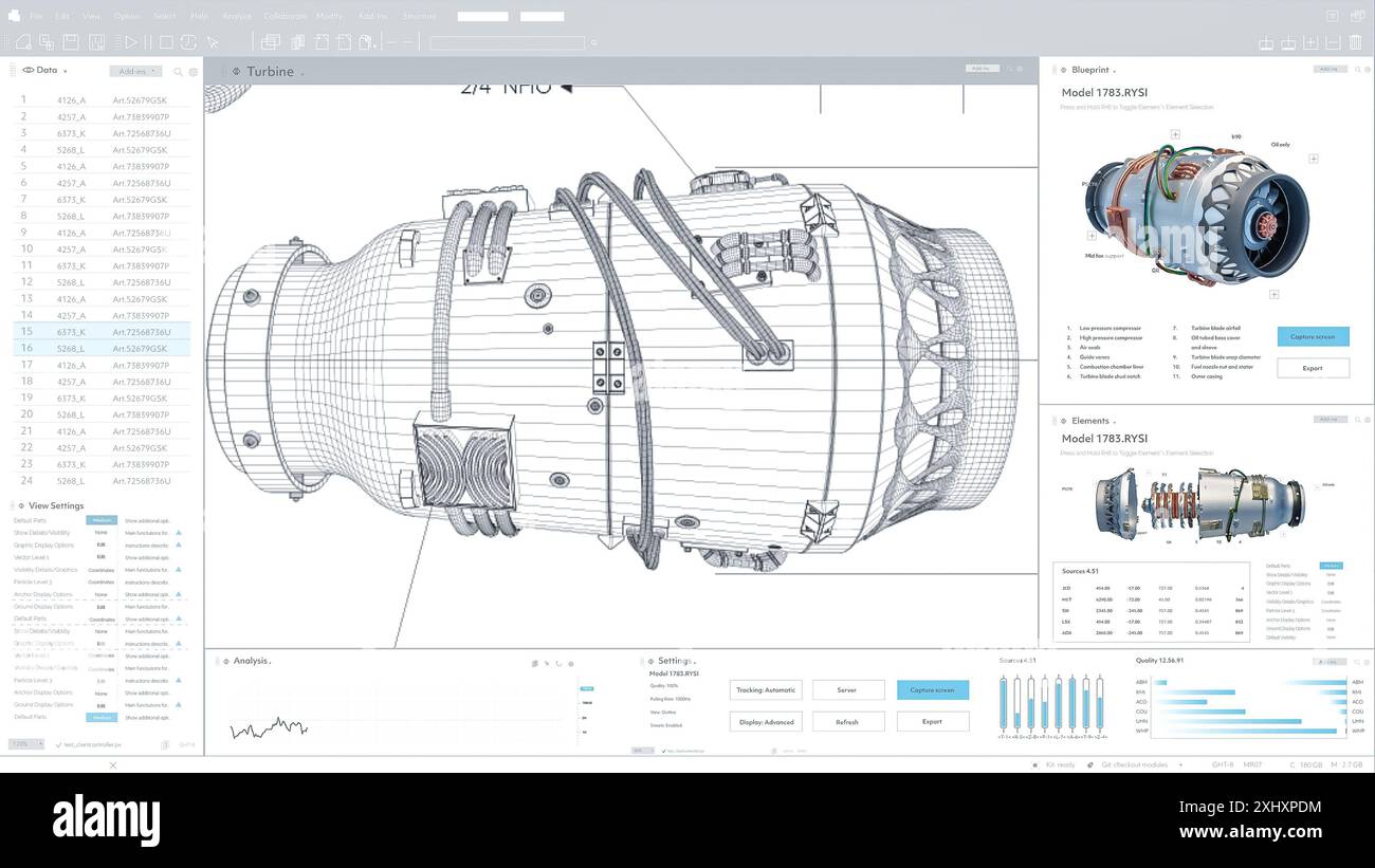 Mock Up Template of Light Interface of Professional CAD Computer Software With Blue Print and 3D ...