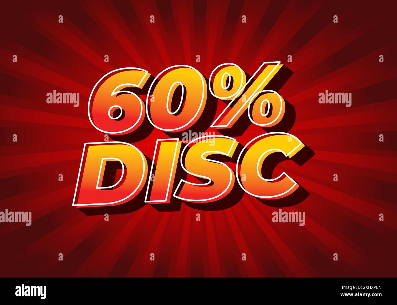 60 percent discount. Text effect design in 3D style with good colors ...