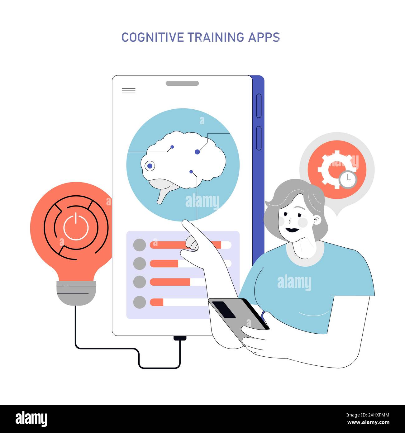 Neuroplasticity concept. An illustration showcasing a person using a ...