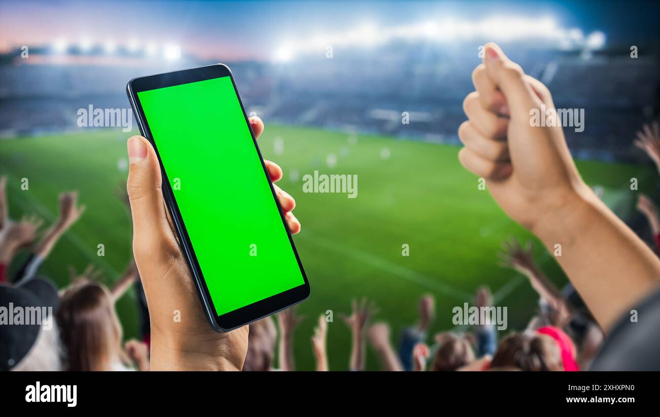 International Soccer Football Championship on Stadium: Fan on Tribune ...