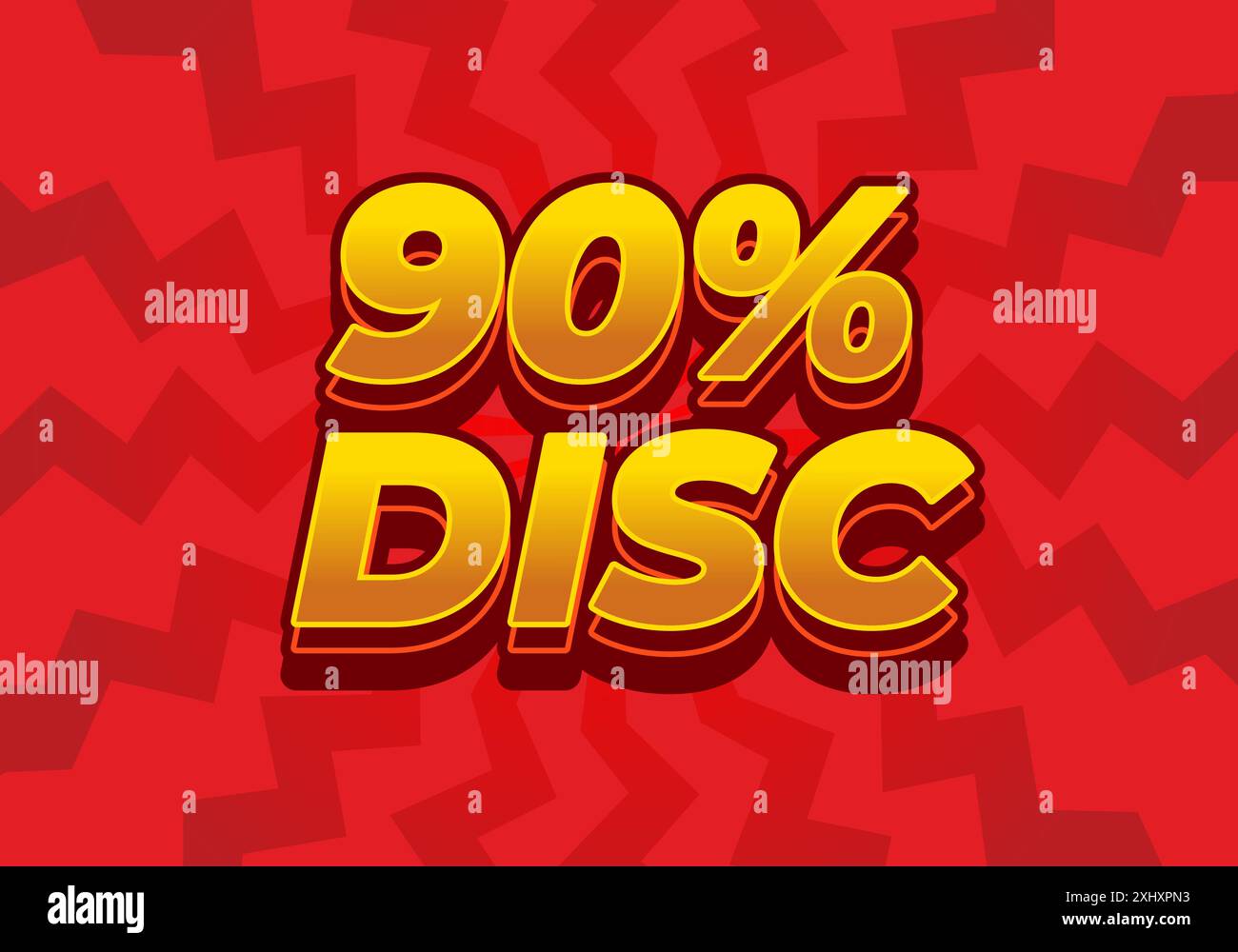 90 percent discount. Text effect design in 3D style with eye catching ...