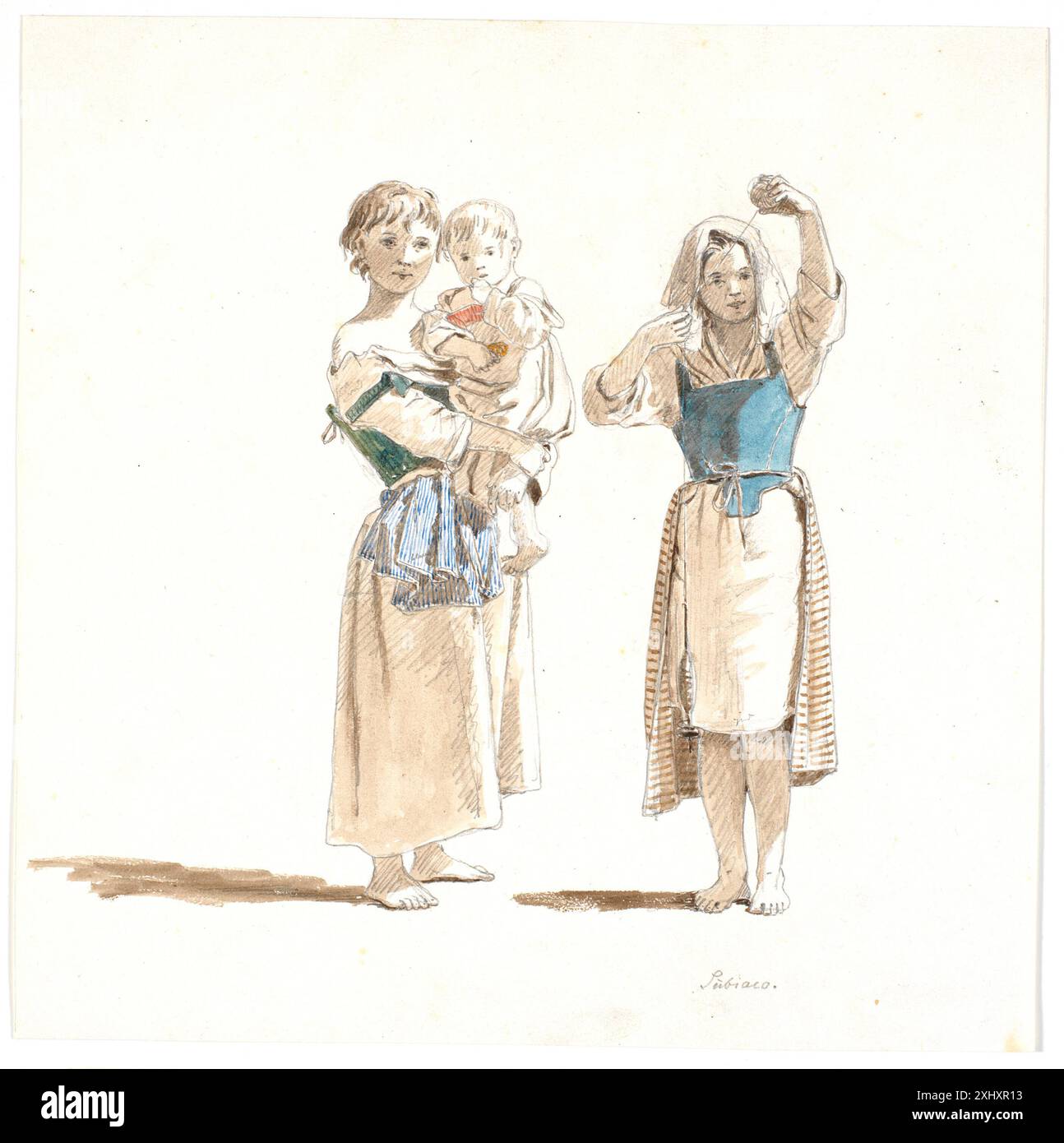 This drawing and watercolour by Martinus Rørbye depicts two Italian ...