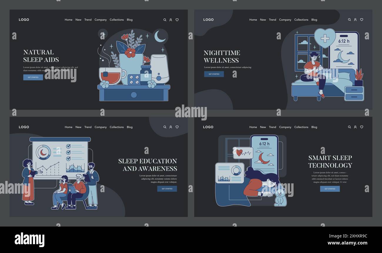 Nighttime wellness set. Sleep health and technology for better rest ...