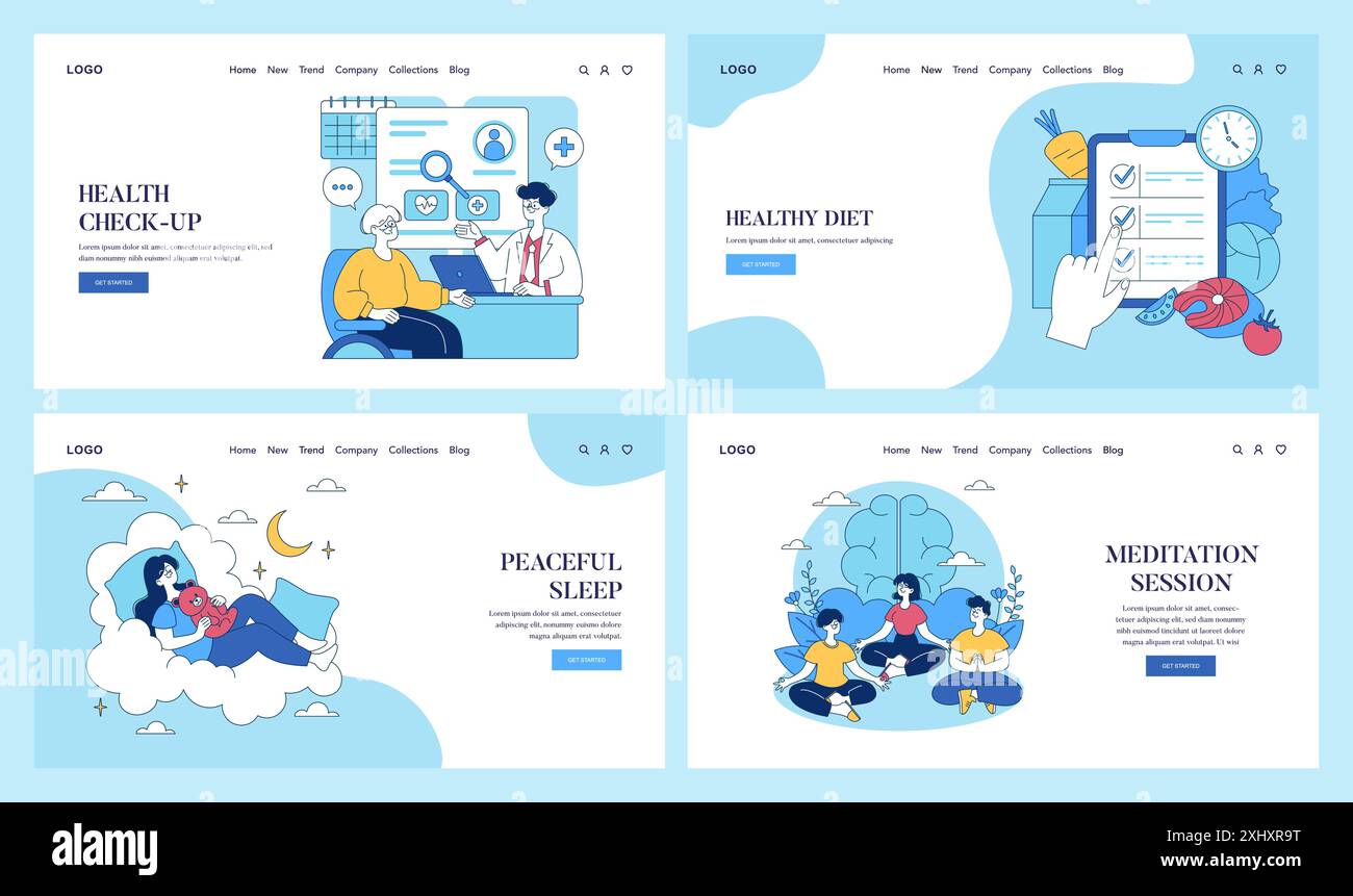 Healthcare web banner set. Digital doctor appointment, balanced ...