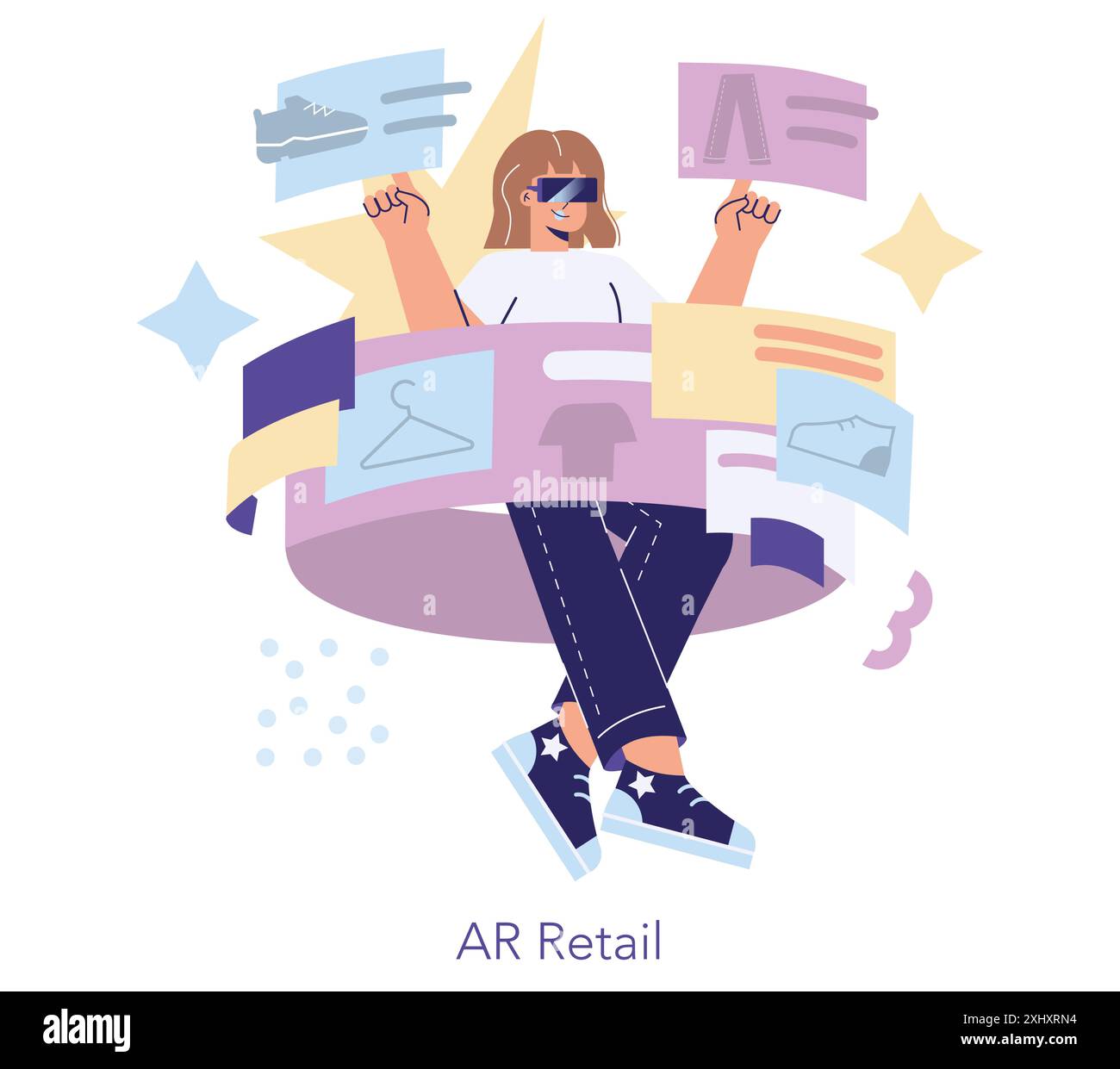 Retail technology concept. Customer using augmented reality for ...