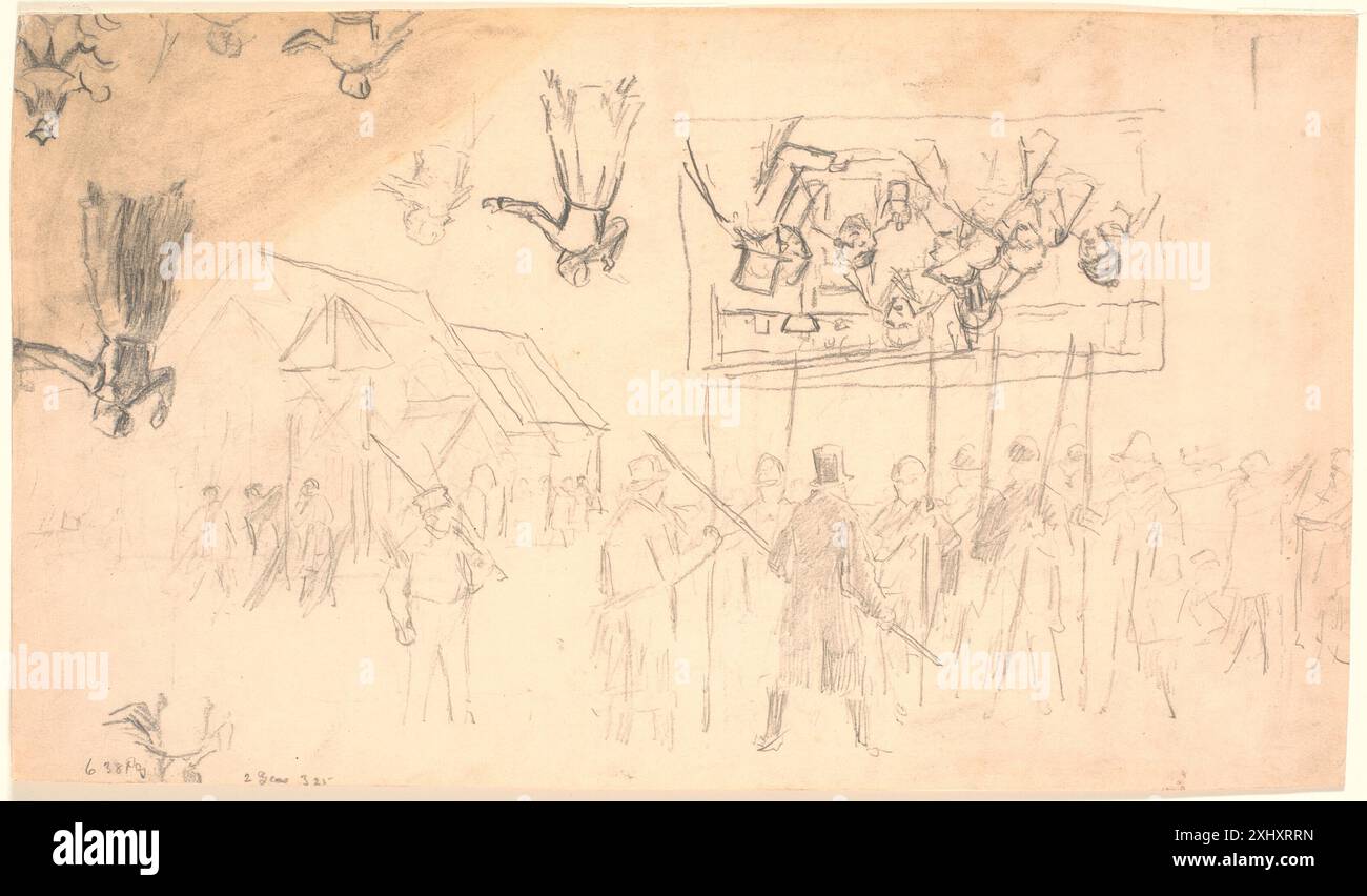 Study magazine with multiple drafts. F.N. Study for the painting "The ...