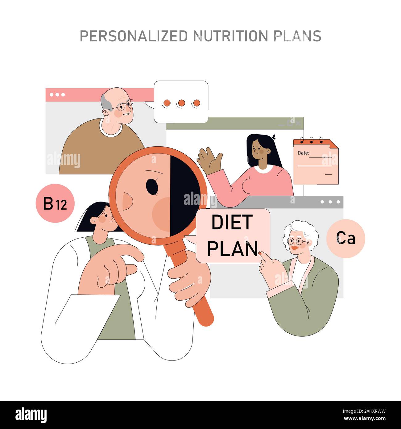 Personalized Nutrition Plans concept. A nutritional expert crafts a ...