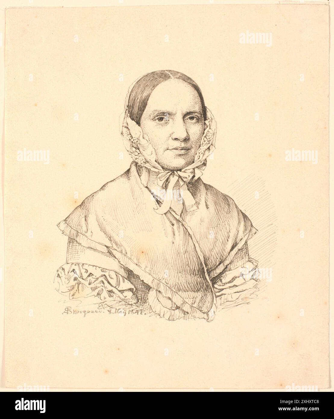 A portrait drawing by P.C. Skovgaard depicting Hanne Westengaard ...