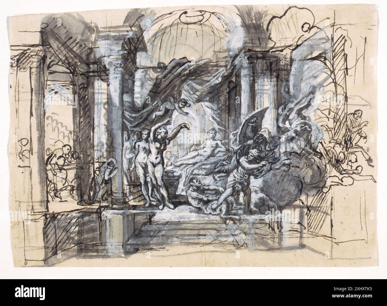 Drawing by Francesco La Marra depicting an allegorical scene, part of ...