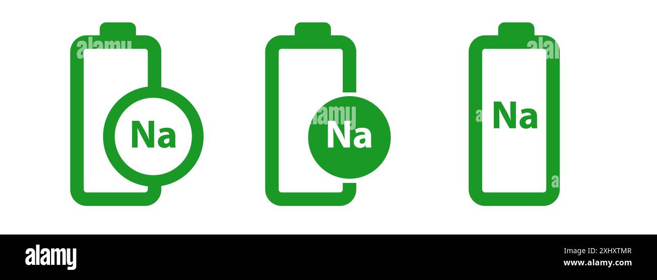 Sodium ion battery Na icon energy storage symbol green color Stock ...