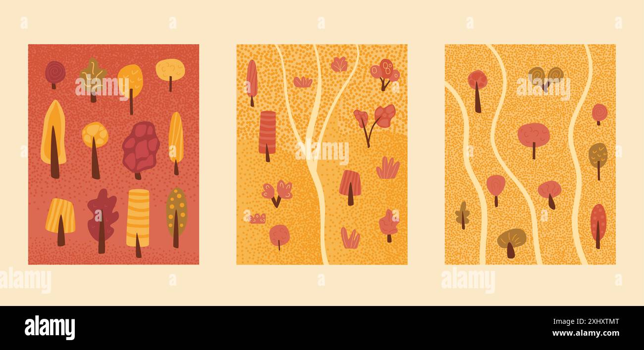 Autumn park background. Template for banners of fall tress with red ...
